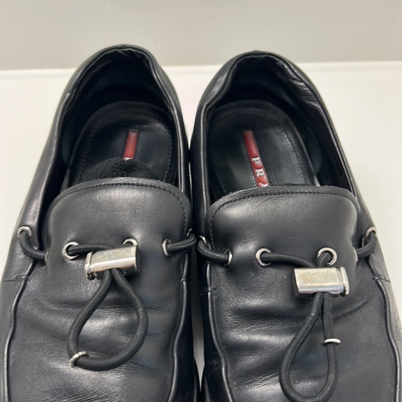 Prada | Shoes | Prada Mens Black Leather Driving Loafers Slip On Size 9 ...